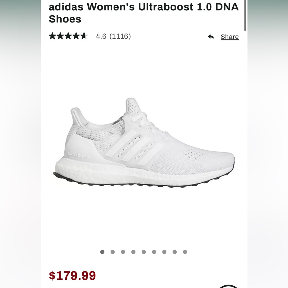 Adidas Women Ultraboost 1.0 Dna Shoes - Size 10 - Gem